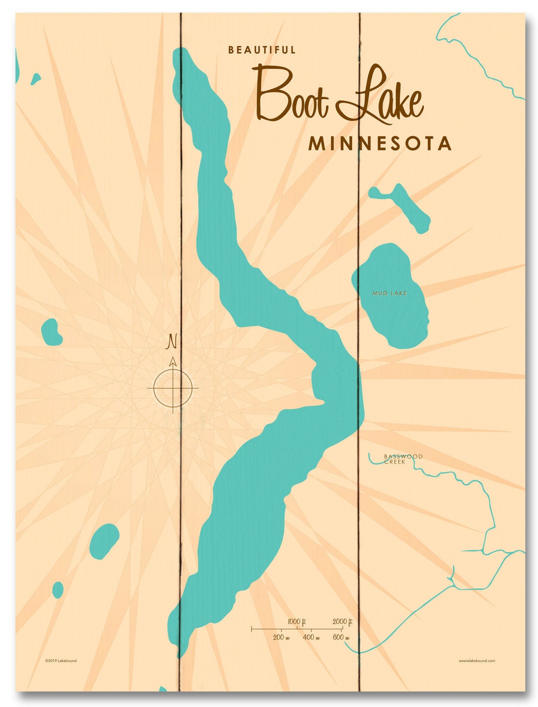 Boot Lake Minnesota Lake House Décor Cabin Art Custom Map Gifts Wood ...