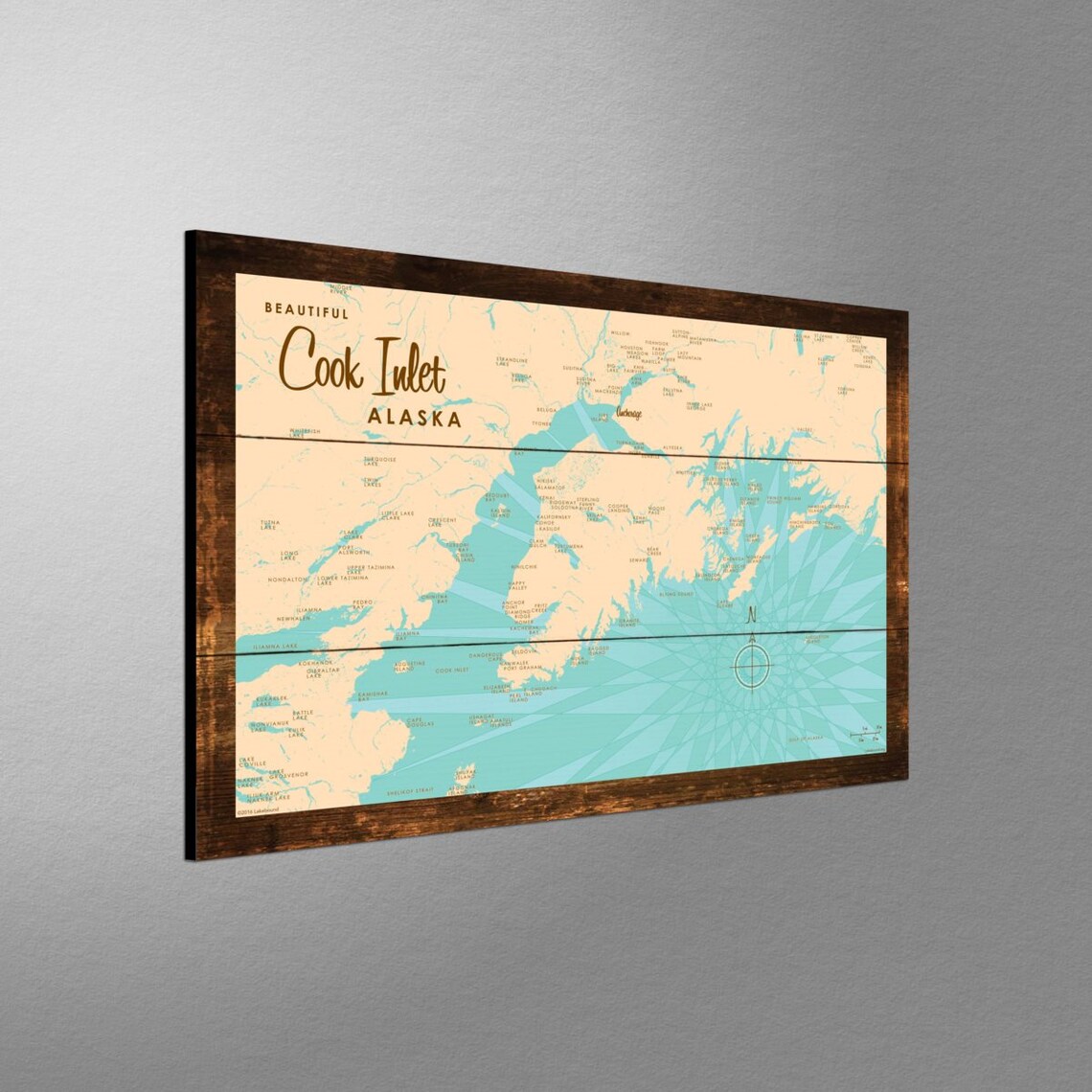 Cook Inlet Alaska, Rustic Wood Sign Map Art - Etsy