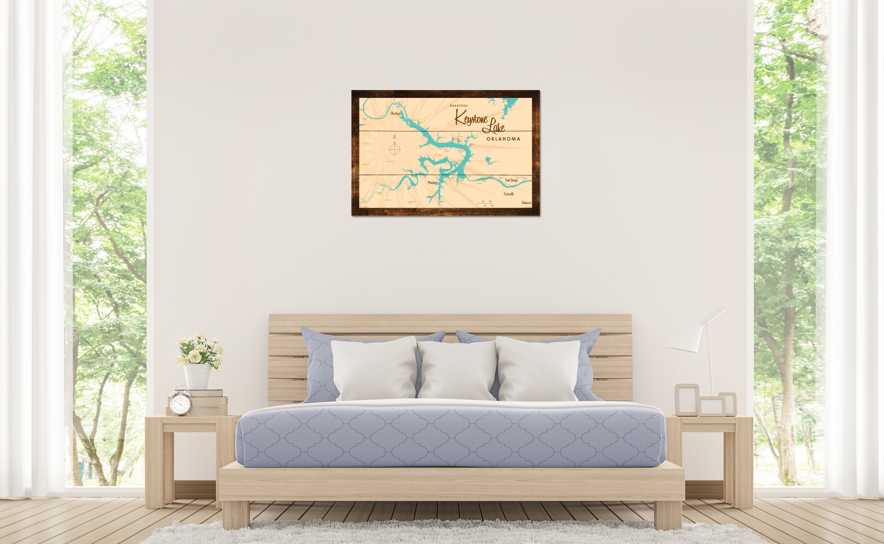 Keystone Lake Oklahoma, Rustic Wood Sign Map Art - Etsy