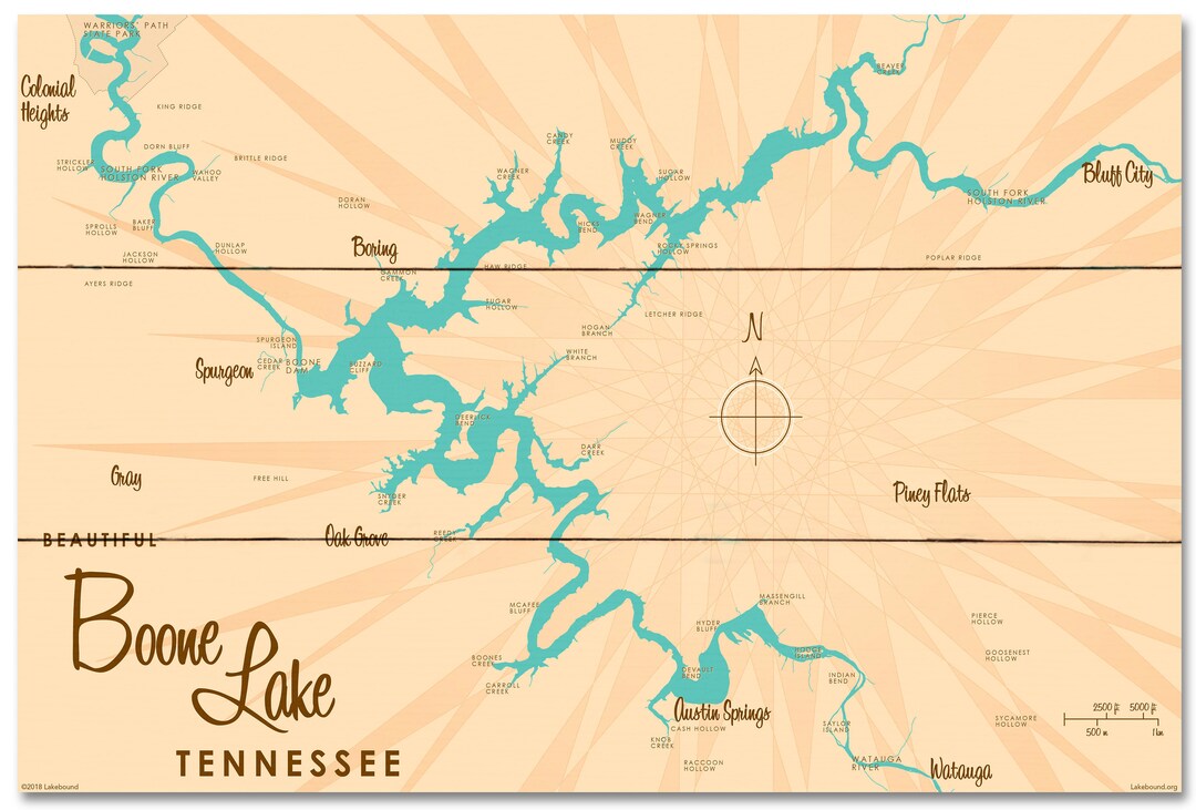 Boone Lake Tennessee | Lake House Décor | Cabin Art | Custom Map Gifts ...