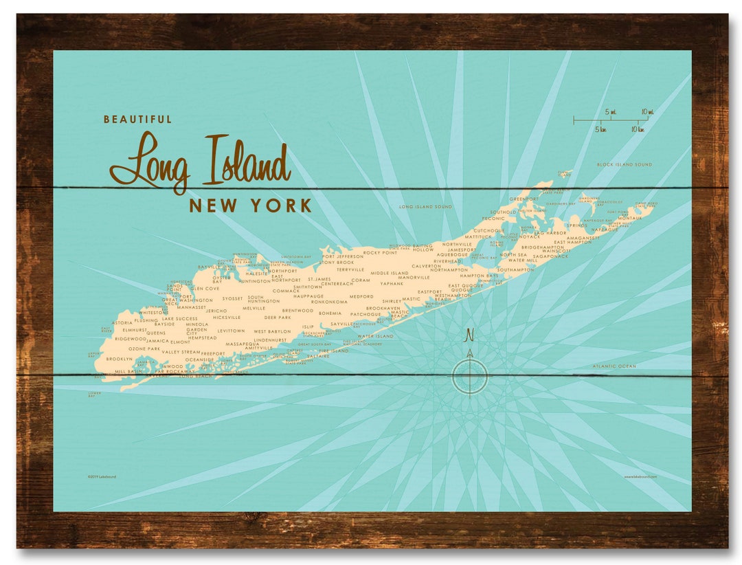 Long Island New York, Rustic Wood Sign Map Art - Etsy