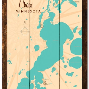 Gull Lake Chain Minnesota, Rustic Wood Sign Map Art - Etsy