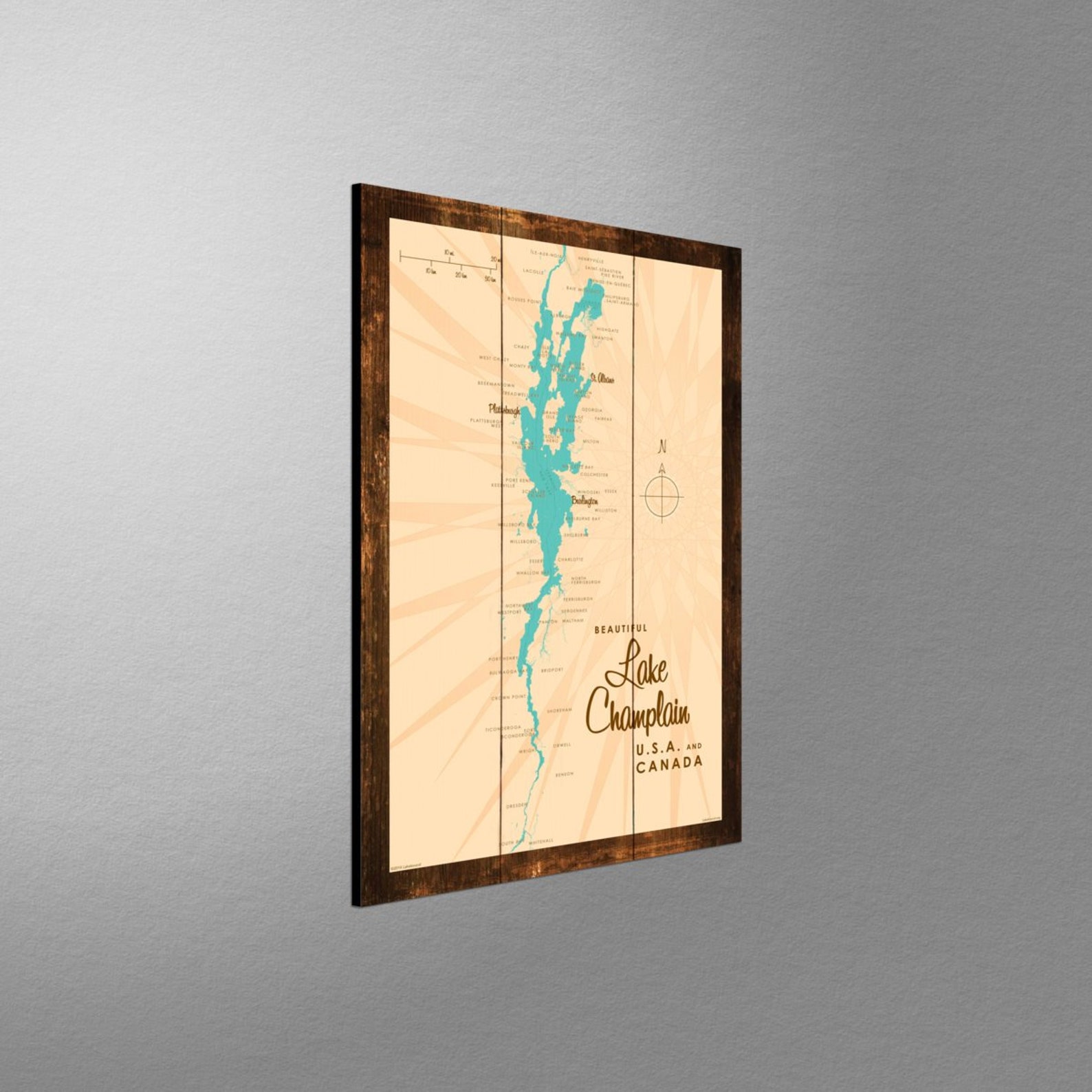 Lake Champlain New York, Rustic Wood Sign Map Art - Etsy