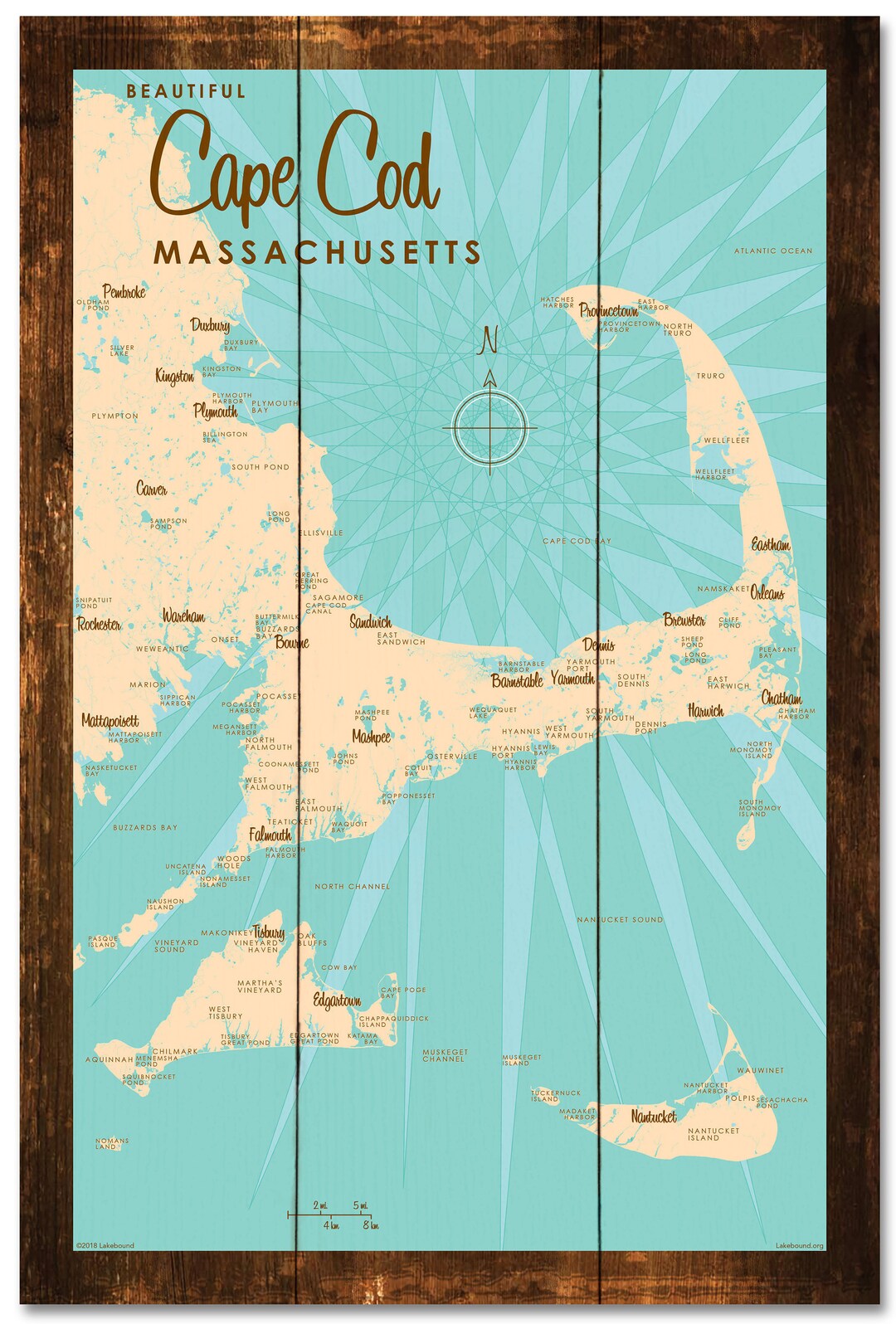 Cape Cod Massachusetts, Rustic Wood Sign Map Art - Etsy