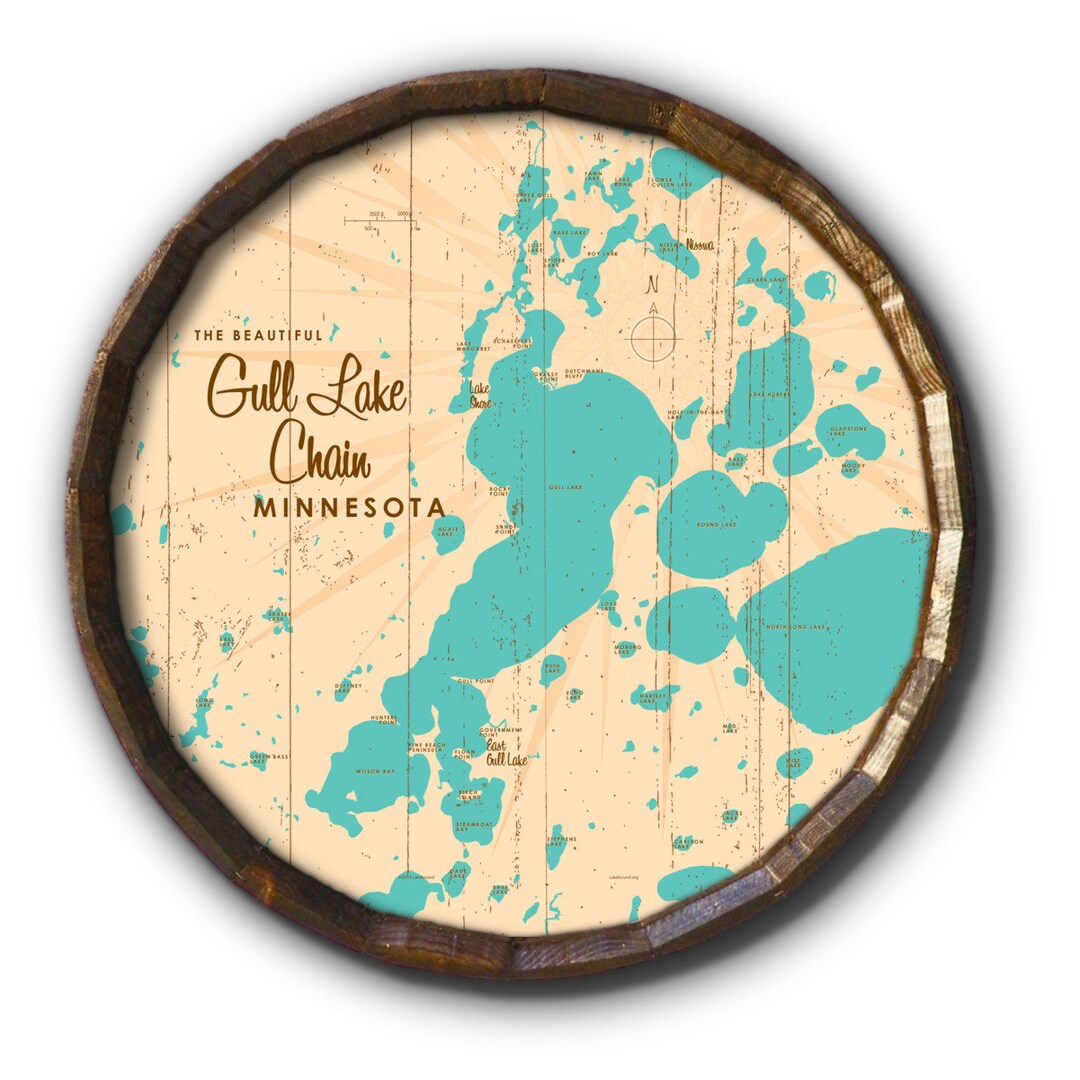 Gull Lake Chain Minnesota Rustic Barrel End Map Art - Etsy