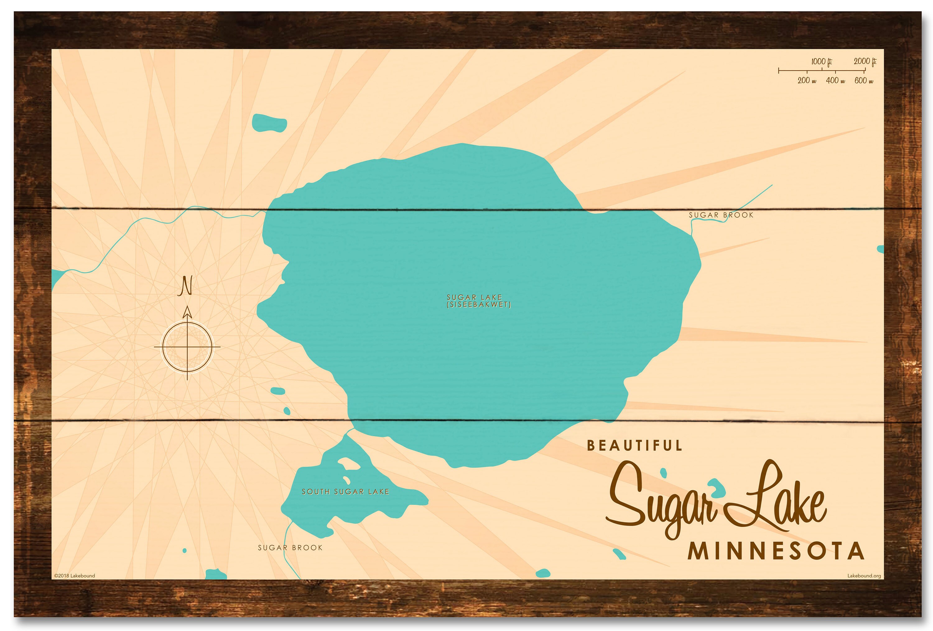 Sugar Lake Minnesota, Rustic Wood Sign Map Art - Etsy
