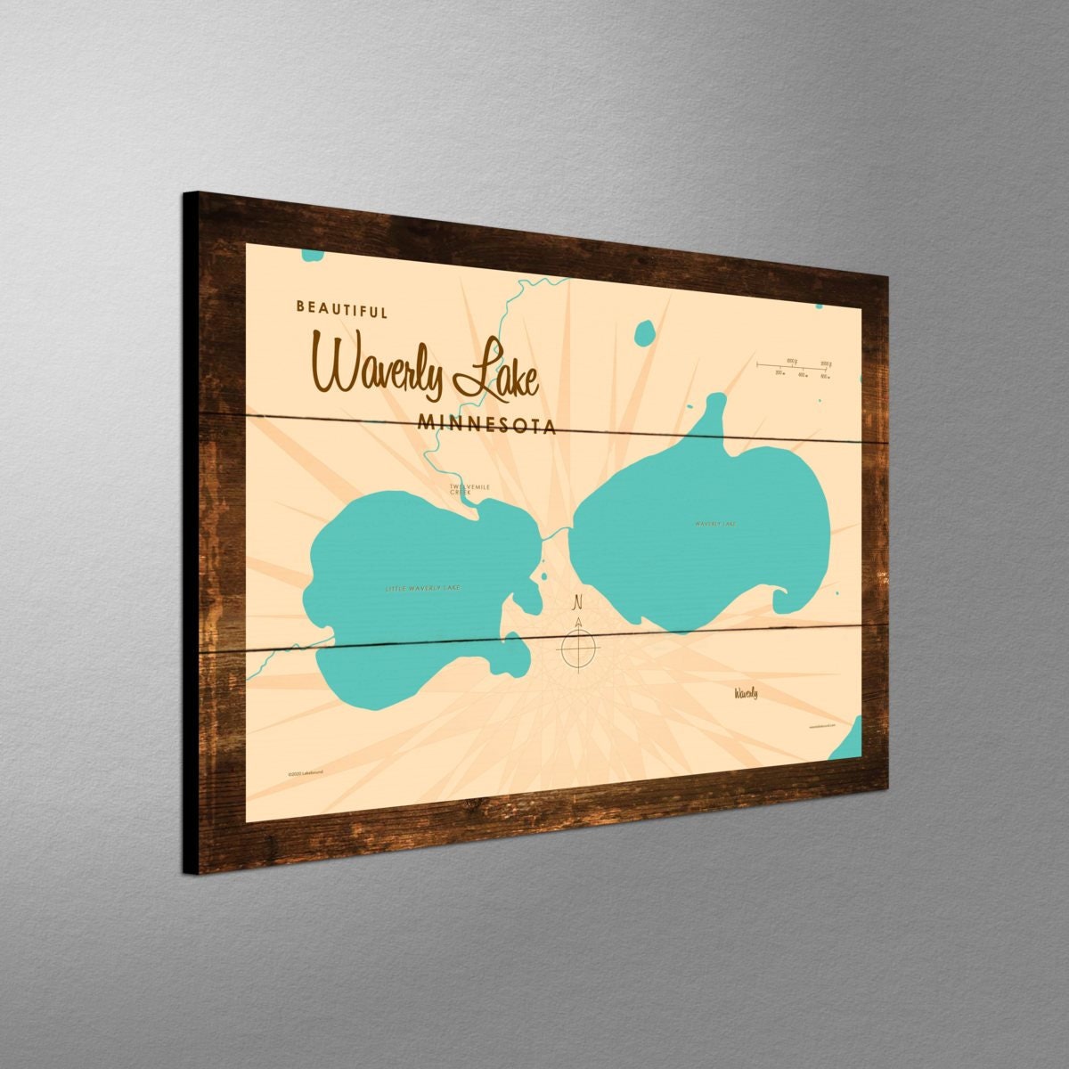 Waverly Lake Minnesota, Rustic Wood Sign Map Art - Etsy