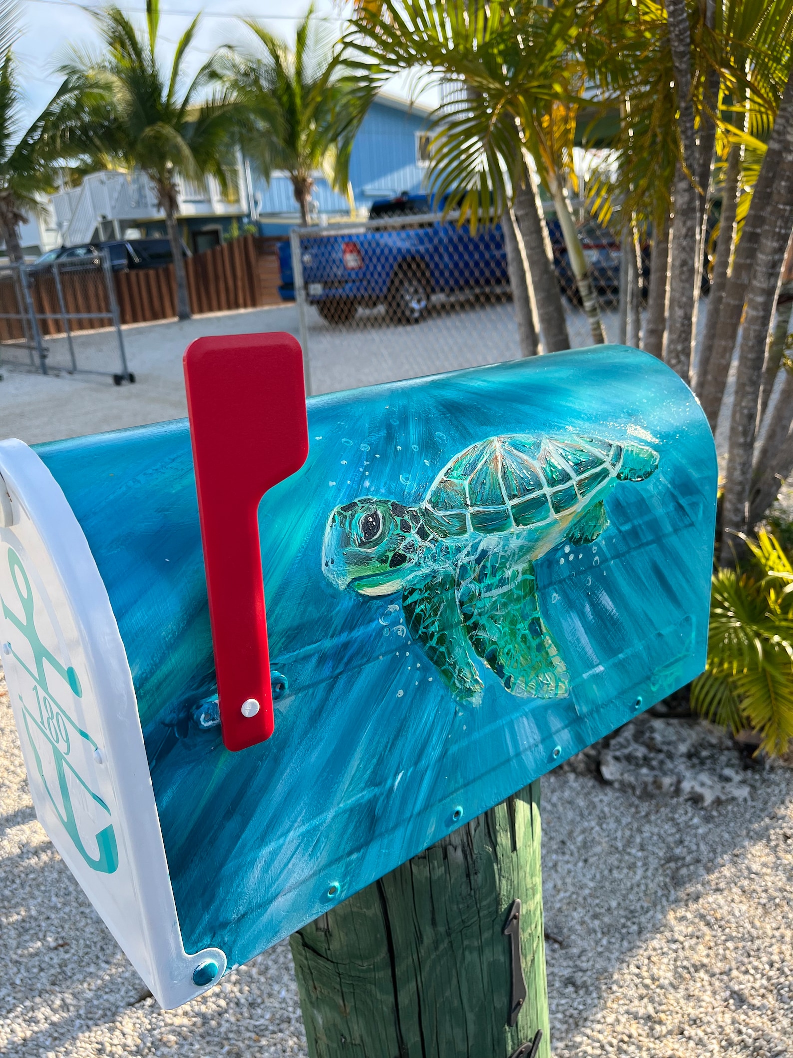 Hand Painted Sea Turtle Mailbox, Personalized Coastal Decor - Etsy