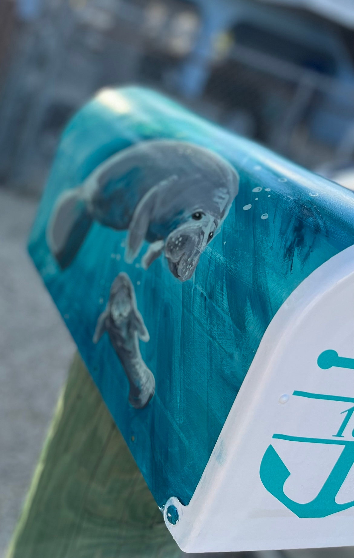 Manatee Hand Painted Galvanized Steel Mailbox With UV Protection ...