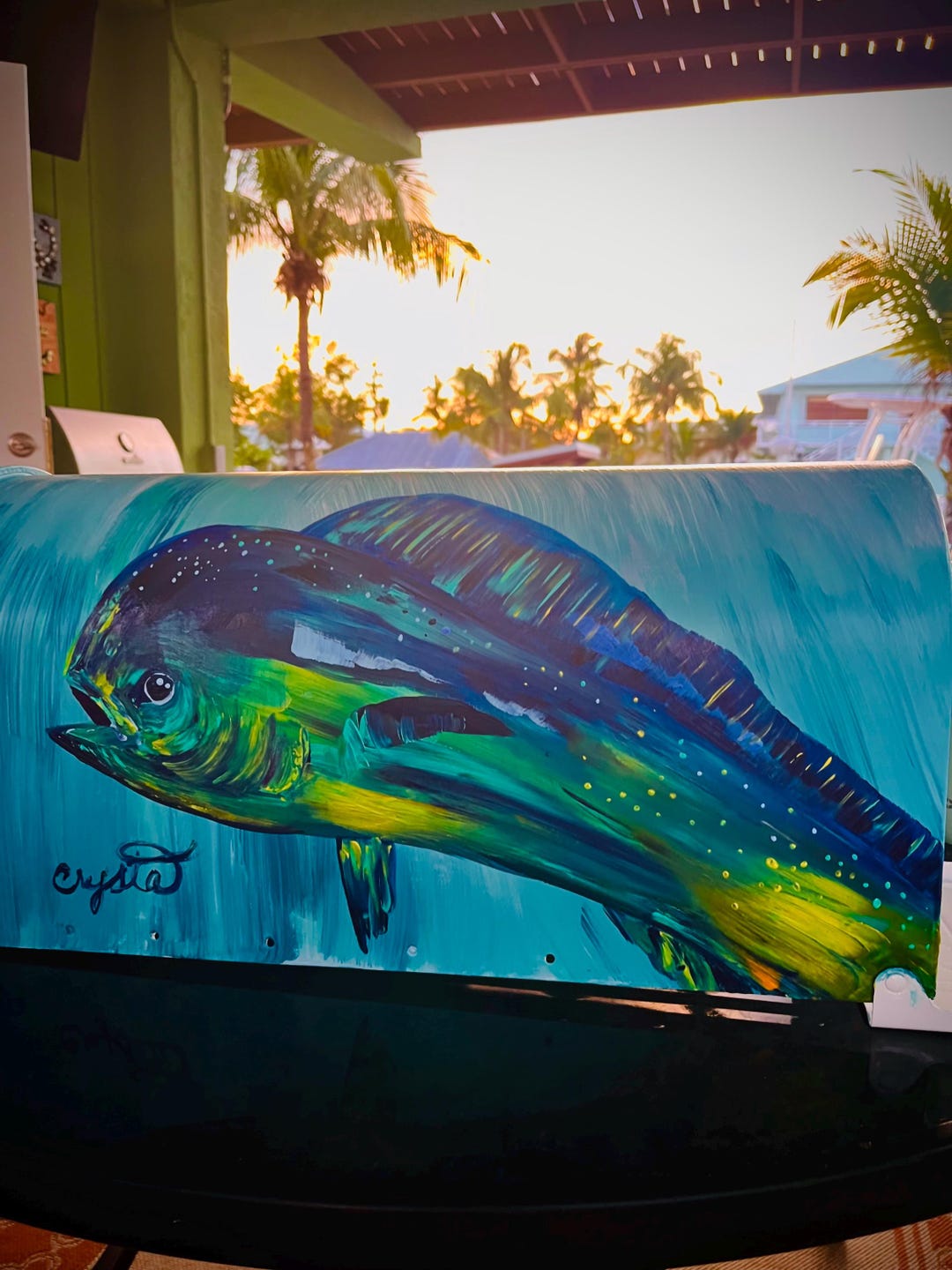 Hand Painted Mahi-mahi Mailbox, Customizable Nautical Decor, UV ...