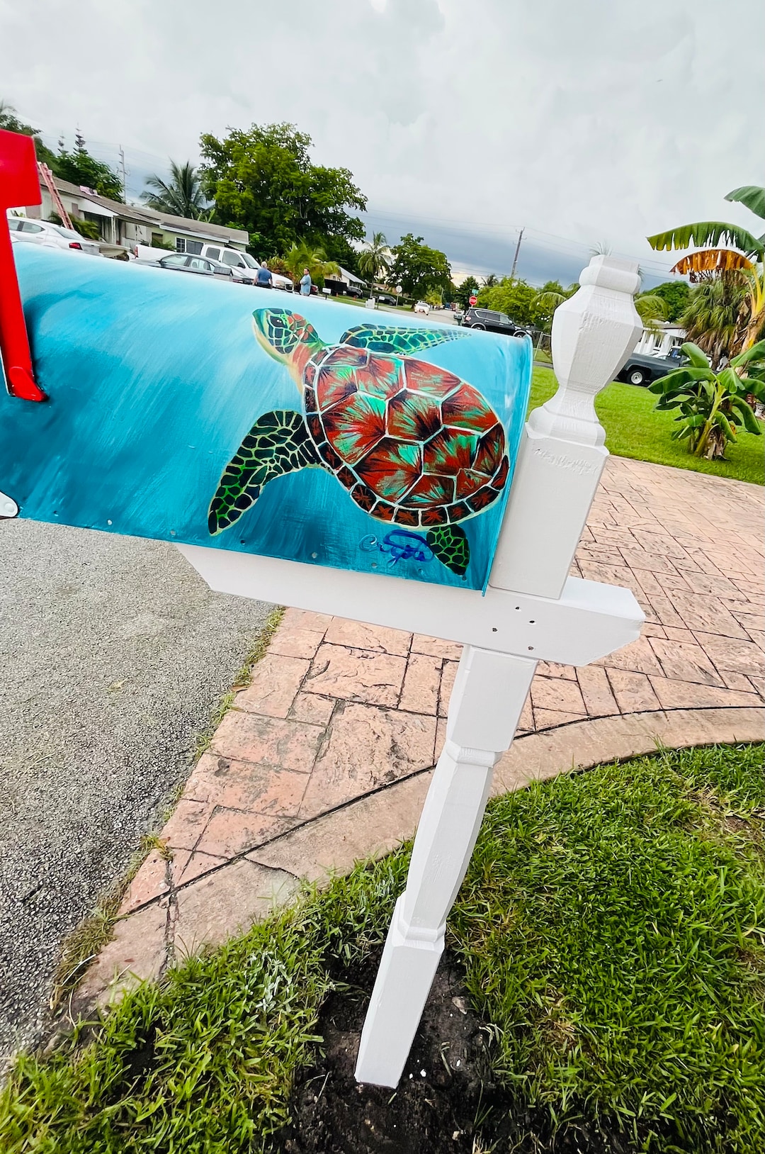 Green Sea Turtle Hand Painted Galvanized Steel Mailbox With UV ...