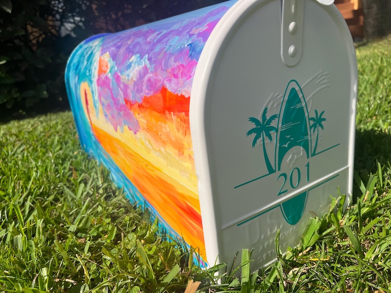 Surfer | Surf Themed Hand Painted Galvanized Steel Mailbox With UV ...