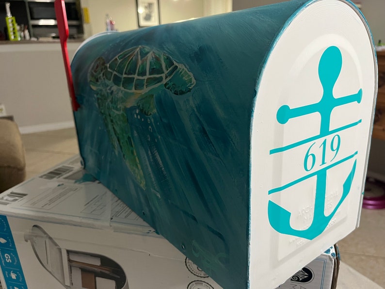 Hand Painted Sea Turtle Mailbox, Personalized Coastal Decor - Etsy