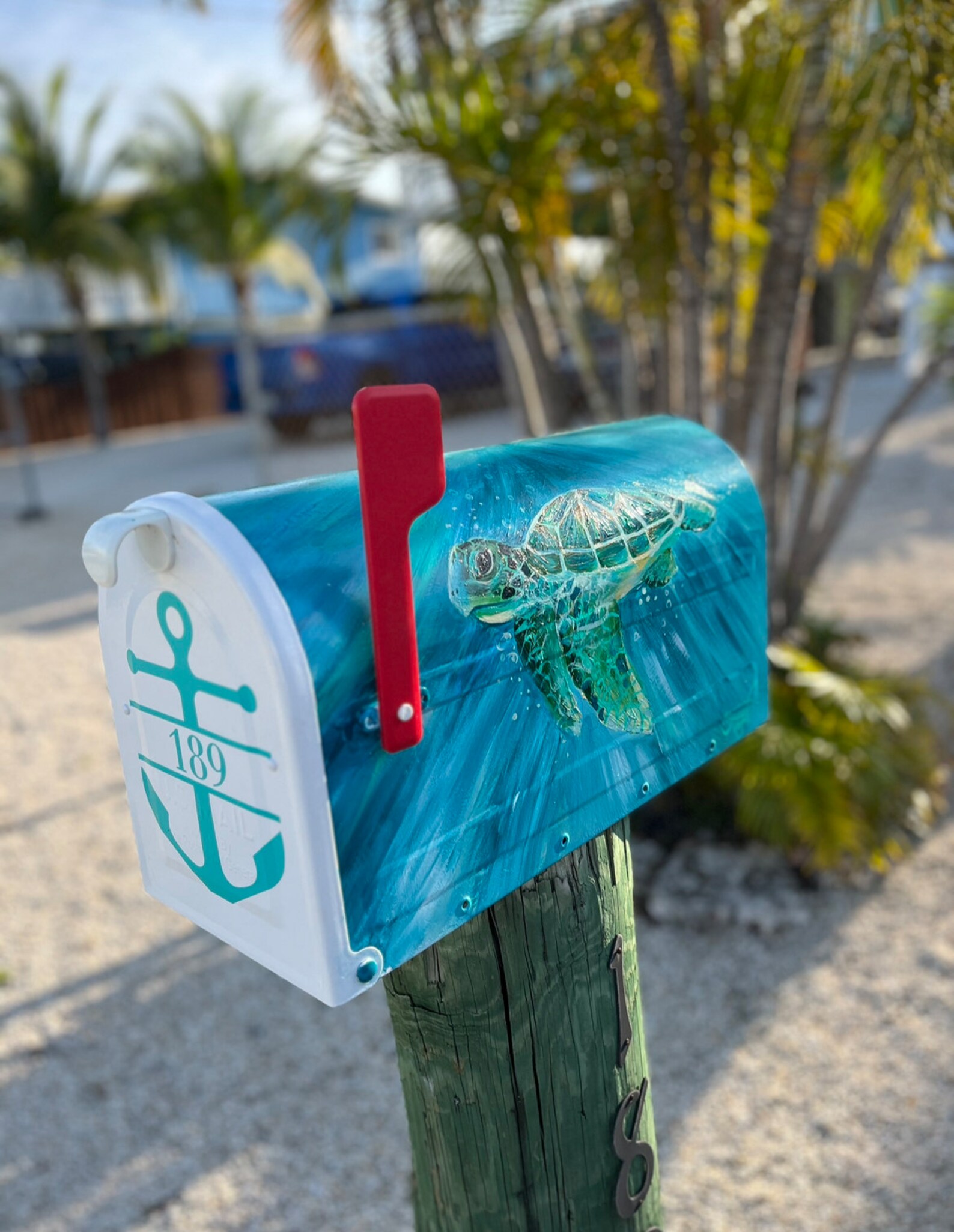Hand Painted Sea Turtle Mailbox, Personalized Coastal Decor - Etsy