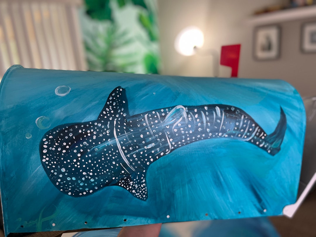 Hand Painted Whale Shark Mailbox, Customizable House Number - Etsy