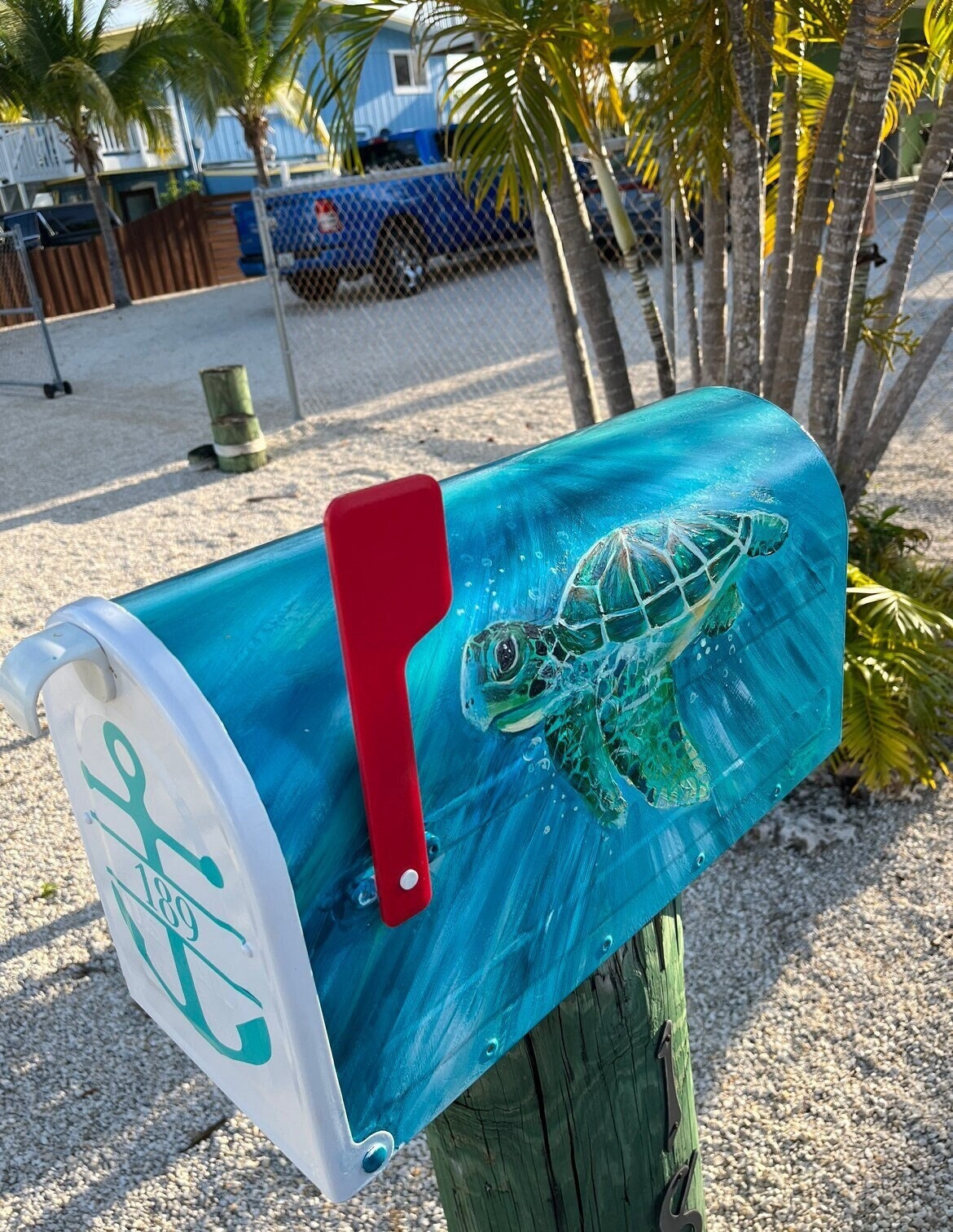 Green Sea Turtle Mailbox, Hand Painted Galvanized Steel With UV ...
