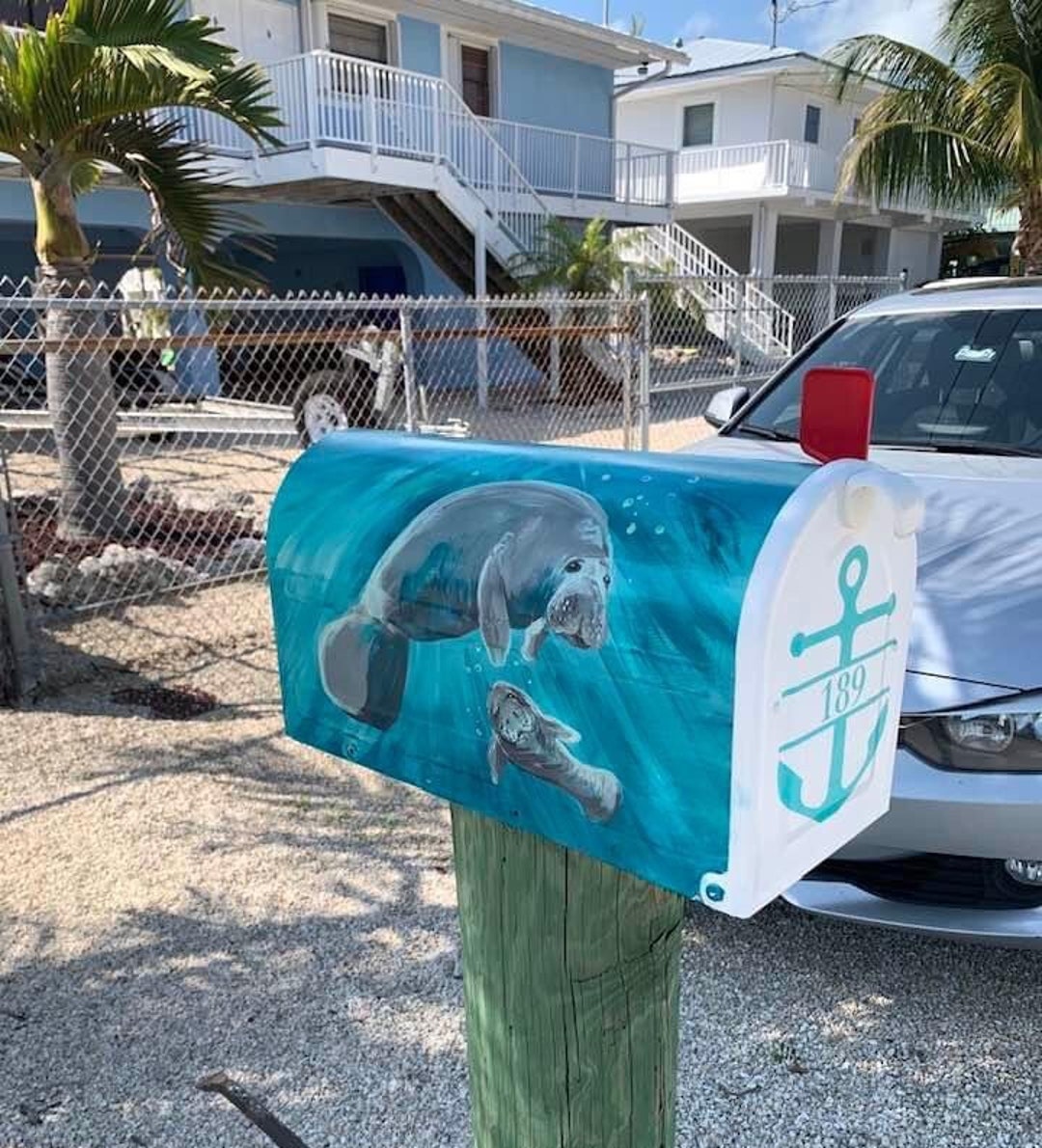 Hand Painted Manatee Mailbox, Customizable Address, Coastal Decor - Etsy