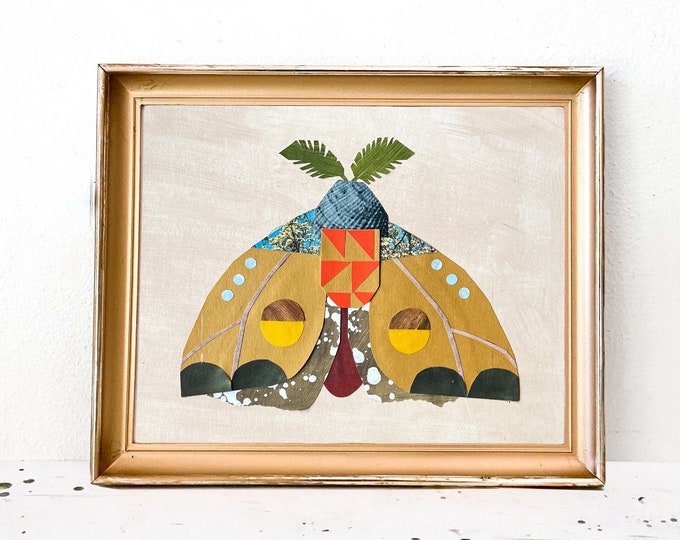 Colorful Moth Cut Paper Collage 8x10 Original Nature Art - Etsy