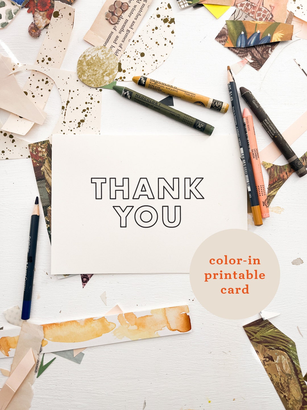 Printable Coloring Thank You Card - Etsy
