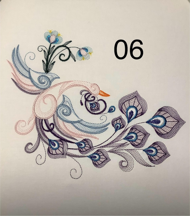 Embroidered Quilt Blocks Filigree Peacock Quilt Blocks Choose Your ...