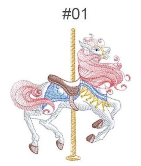 Embroidered Quilt Blocks - Carousel Horse Quilt Blocks - Choose Your ...