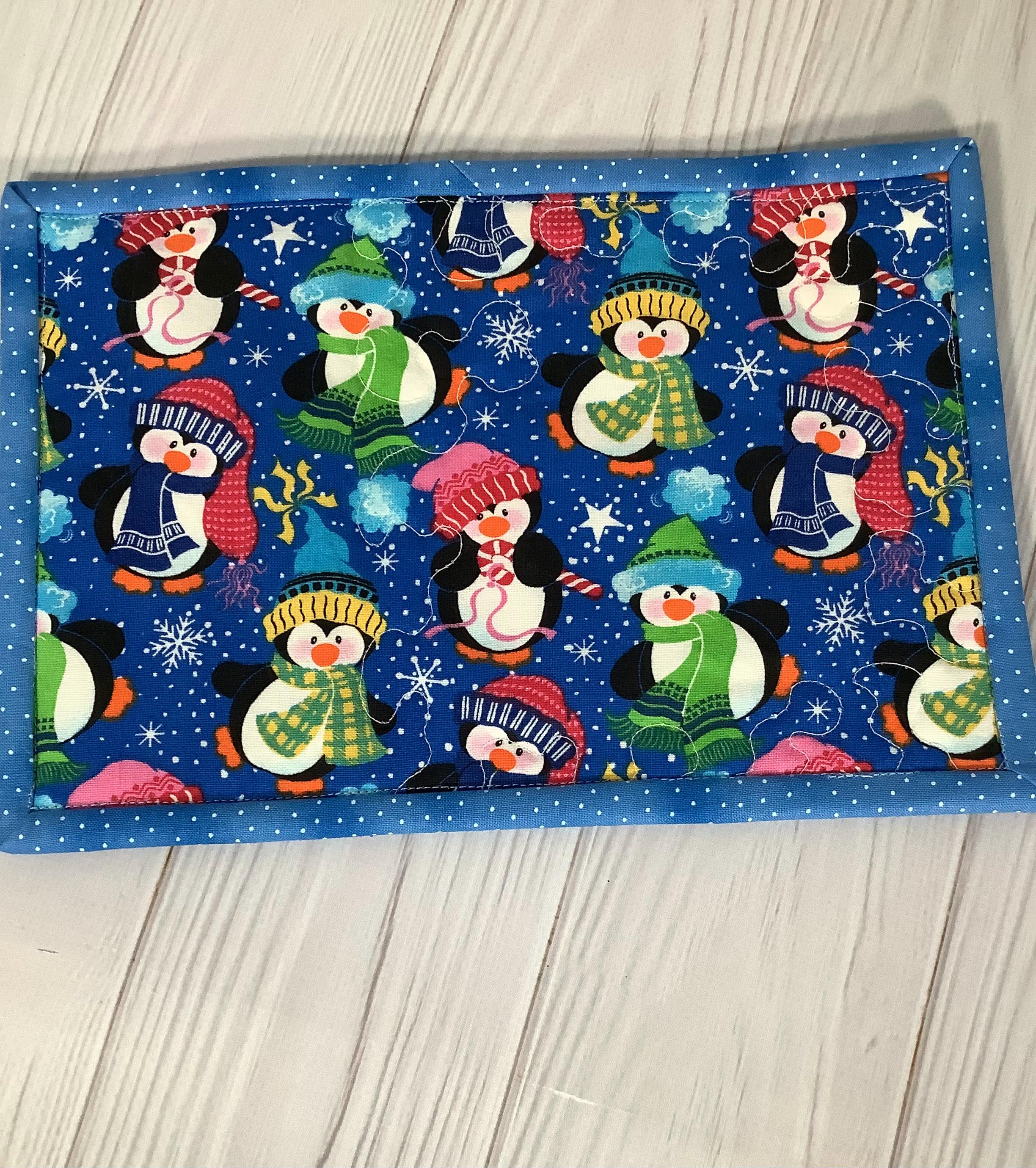 Holiday Mug Rug, Finished Quilted Mug Rugs, Penguin/sloth Embroidered ...