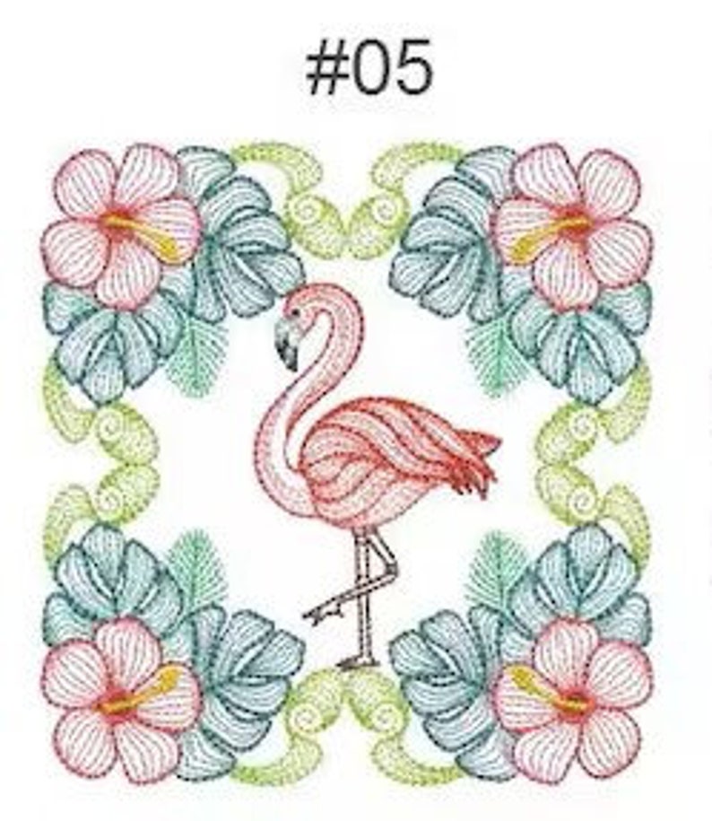 Embroidered Quilt Blocks - Flamingo Quilt Blocks - Choose Your Designs ...