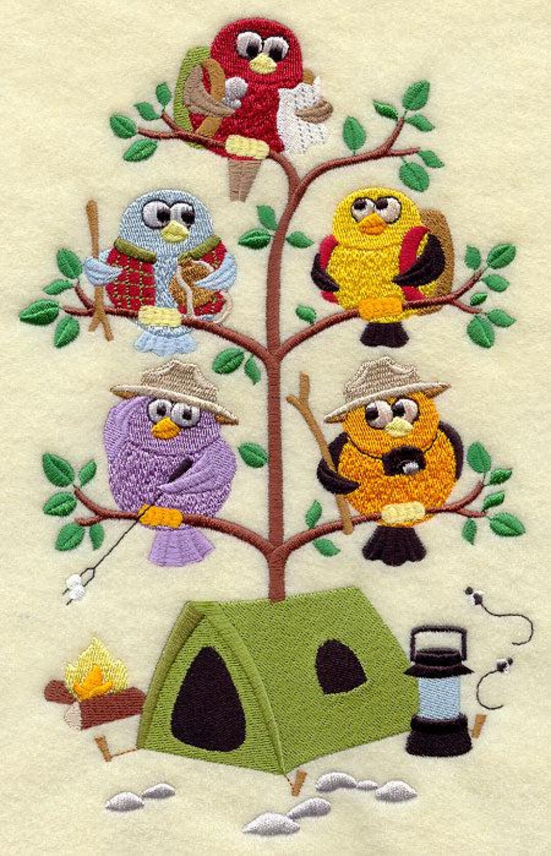 Embroidered Quilt Block - Camping Tweet Quilt Block - Cotton or Canvas ...