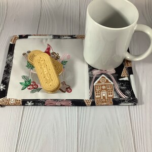 Holiday Mug Rug, Finished Quilted Mug Rugs, Penguin/sloth Embroidered ...