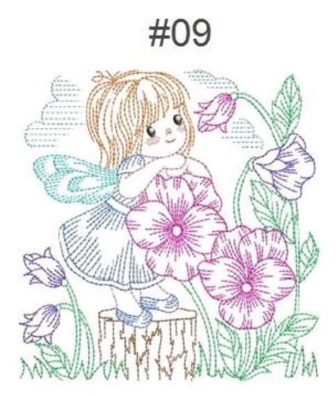 Embroidered Quilt Blocks Vintage Flower Fairies Quilt Blocks fairy ...