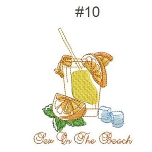 Embroidered Quilt Blocks - Cocktail Drinks Quilt Blocks - Choose Your ...