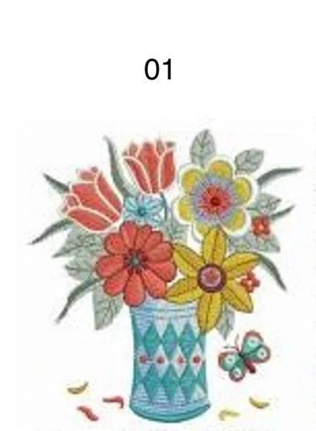 Embroidered Quilt Blocks - Flower Pot Quilt Blocks - Floral Quilt ...