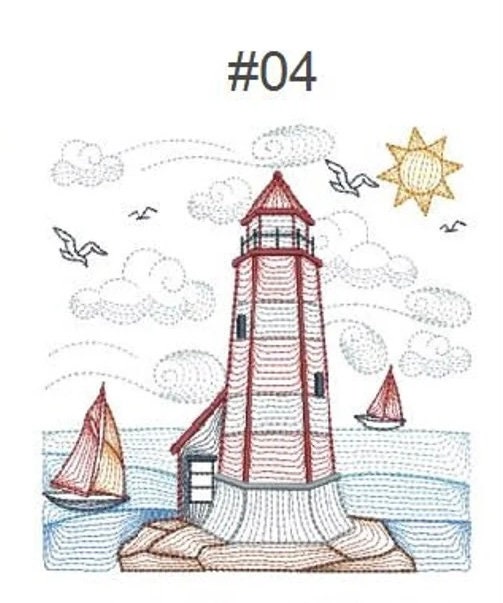Embroidered Quilt Blocks - Lighthouse Quilt Blocks - Choose Your ...