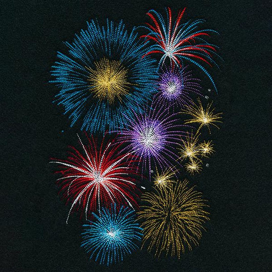 Embroidered Quilt Block - 4th of July Patriotic Quilt Block - Fireworks ...