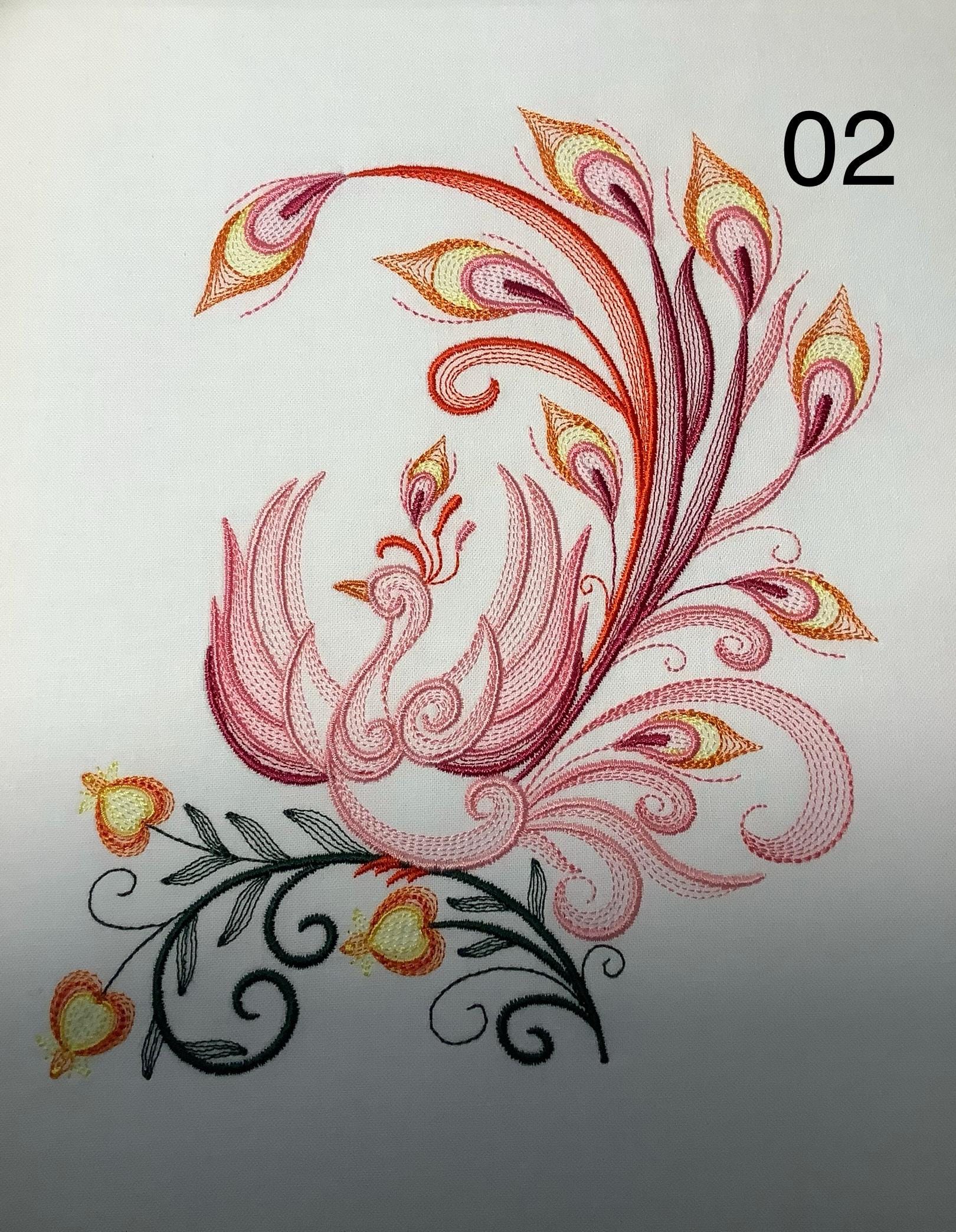 Embroidered Quilt Blocks Filigree Peacock Quilt Blocks Choose Your ...