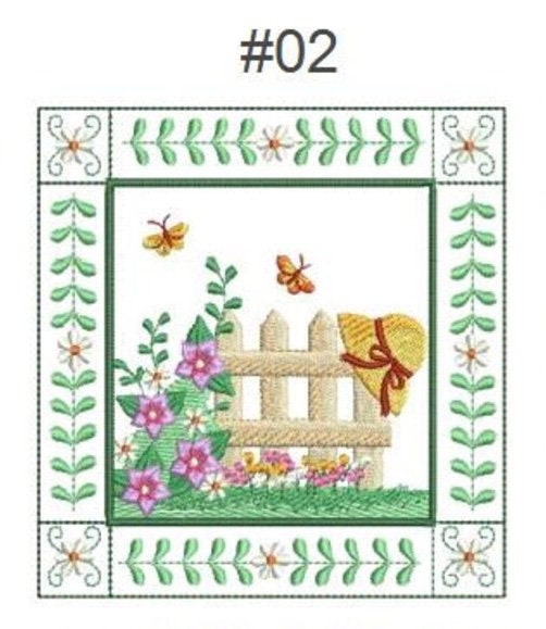 Embroidered Quilt Blocks - Garden Block Quilt Blocks - Choose Your ...