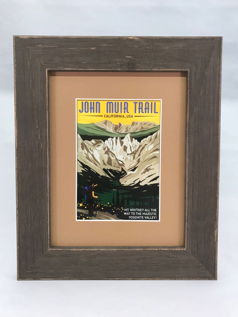 John Muir Trail Art JMT Postcard Framed in a Brown Rustic | Etsy