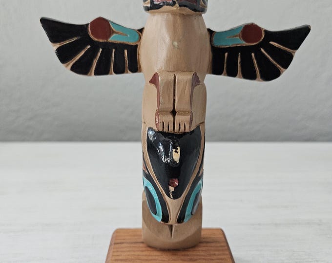Vintage Northwest Native Eagle and Killer Whale Orca TOTEM Pole ...