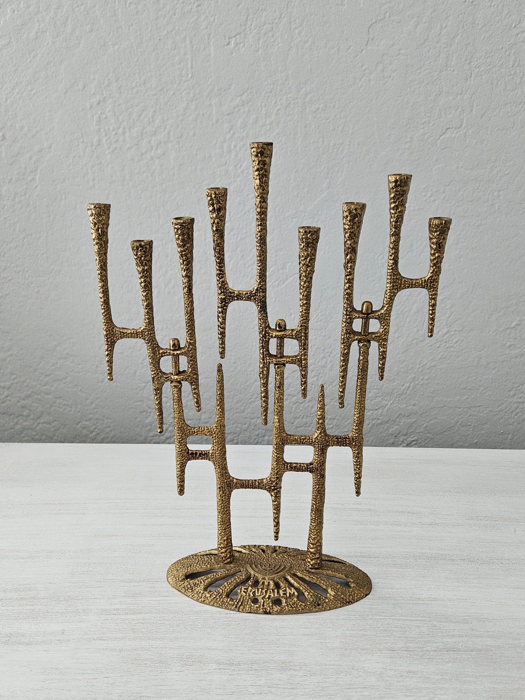 Rare Brutalist Brass Menorah by Wainberg - Etsy