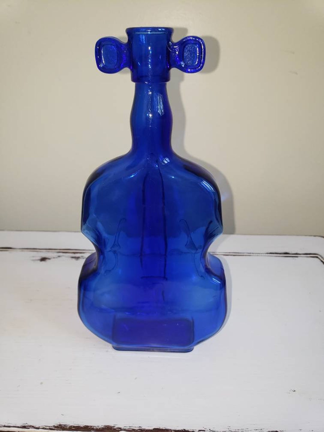 Cobalt Blue Glass Cello Bottle, Guitar Bottle, String Instrument Bottle ...