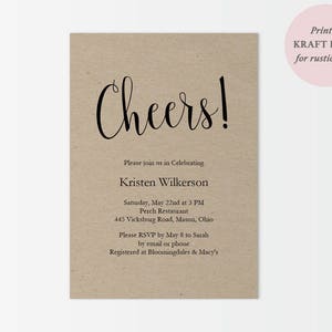 Printable Cheers Party Invitation Cocktail Party, Bridal, Corporate ...