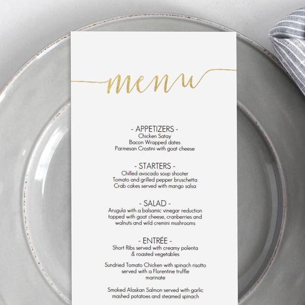 Gold Foil Menu - Etsy