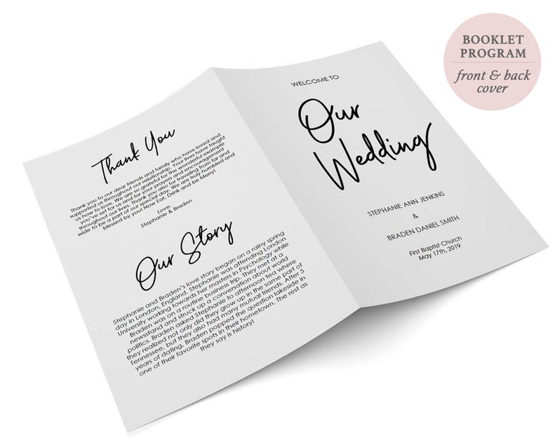 Printable Booklet Program Folded Program Modern Wedding - Etsy