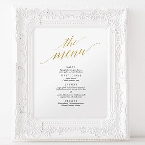 Modern Gold Menu Sign 8x10 Instant Download Printable Gold - Etsy