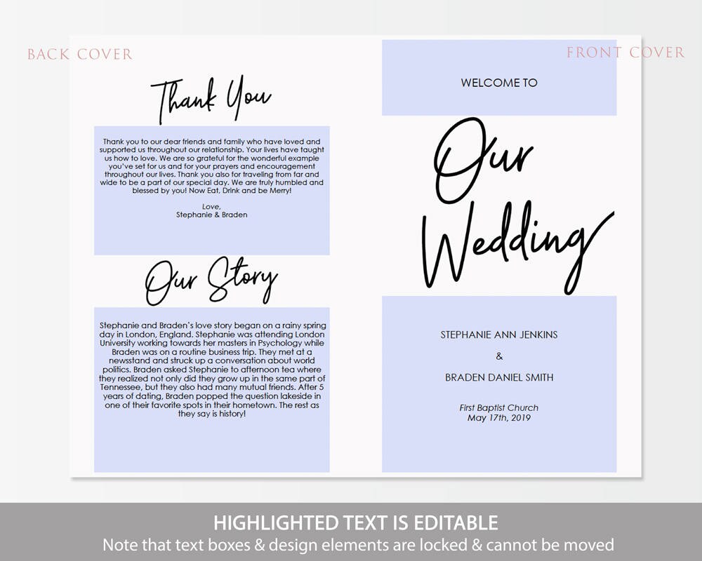 Printable Booklet Program Folded Program Modern Wedding | Etsy