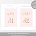 Blush Pink and Gold Table Numbers Printable Includes Tables 1-60 ...