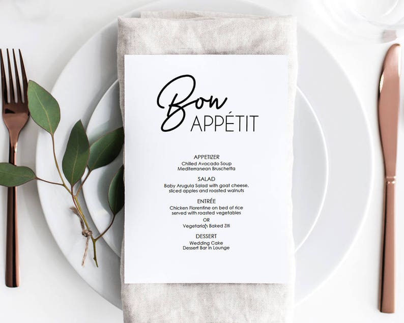 Printable Dinner Menu Bon Appetit Menu Instant Digital Etsy Printable Dinner Menu Bon Appetit Menu Instant Digital Etsy
