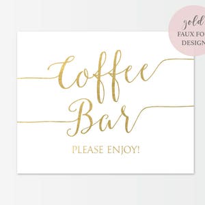 Gold Coffee Bar Sign Printable Wedding Sign Modern Sign - Etsy