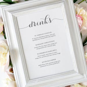 Charcoal Drinks Menu Sign Gray Bar Menu 5x7 Instant - Etsy