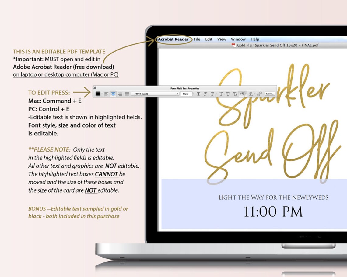 Gold Sparkler Send Off Sign 16x20 sign faux Gold Foil | Etsy